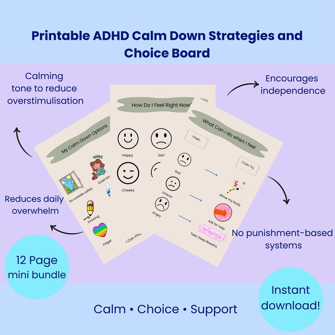 ADHD Calm Down Choice Board | Neurodivergent Kids, Emotional Regulation ...