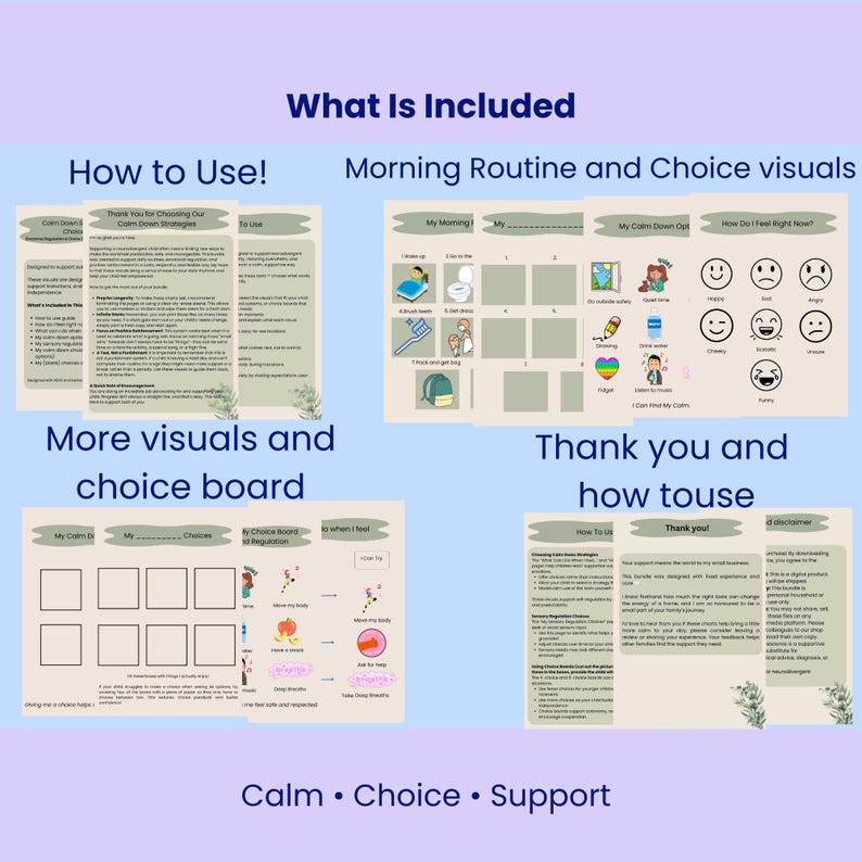 ADHD Morning Routine Chart | Calm Down Choice Board (digital Download ...
