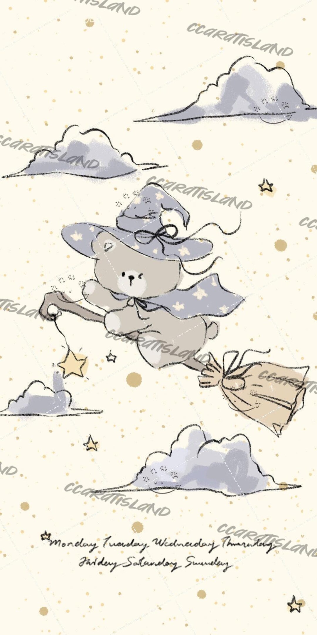 Cute Teddy Bear Witch Aesthetic Sticker Sheet, Cozy Handmade Planner ...