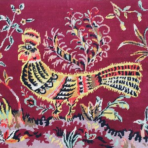 Vintage French Needlepoint Rooster Tapestry Embroidery Finished ...