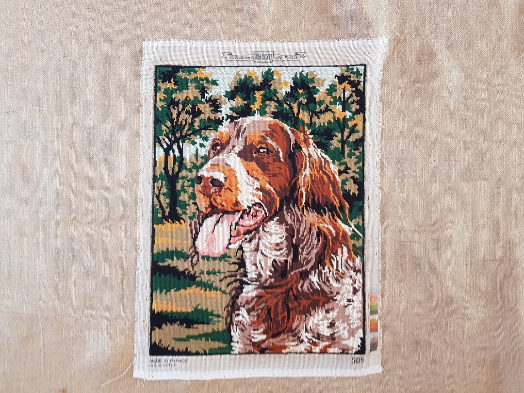 Vintage Completed Dog Needlepoint Spaniel Griffon Dog Hand - Etsy