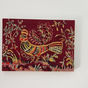 Vintage French Needlepoint Rooster Tapestry Embroidery Finished ...