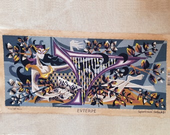 Vintage French Needlepoint Tapestry Canvas Embroidery Bird of Paradise ...