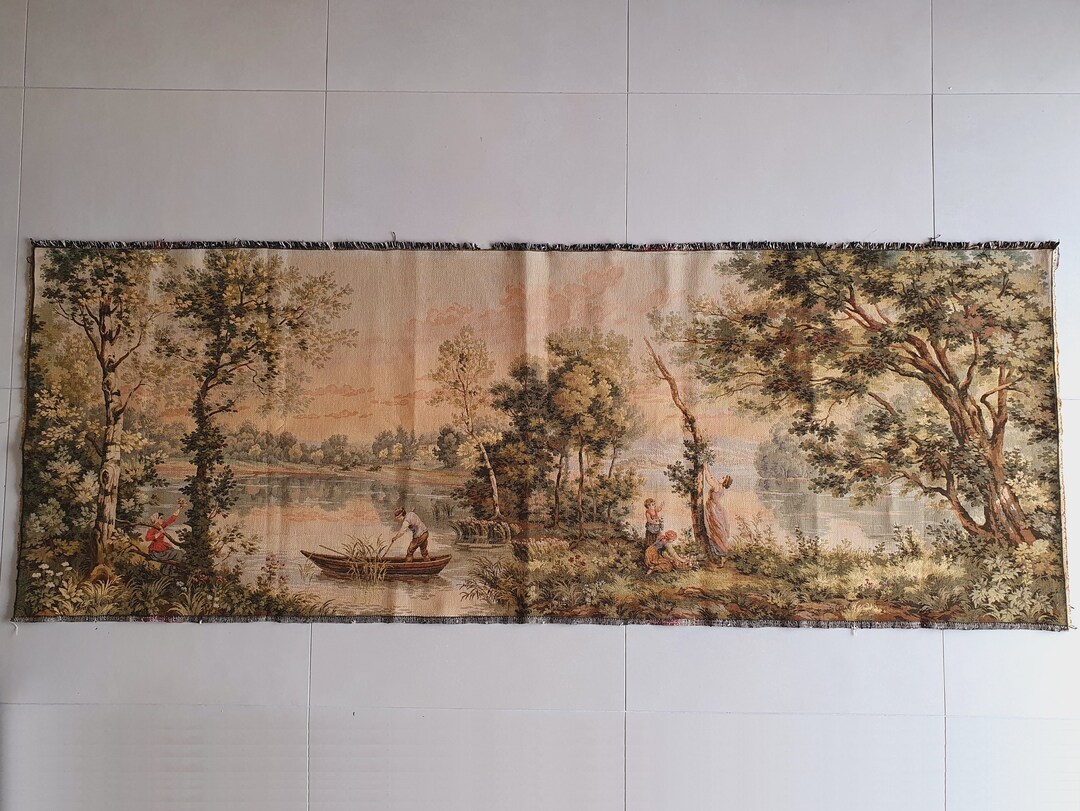 Huge Gobelin Panel Jacquard Wowen Tapestry Wallhanging Vintage French ...