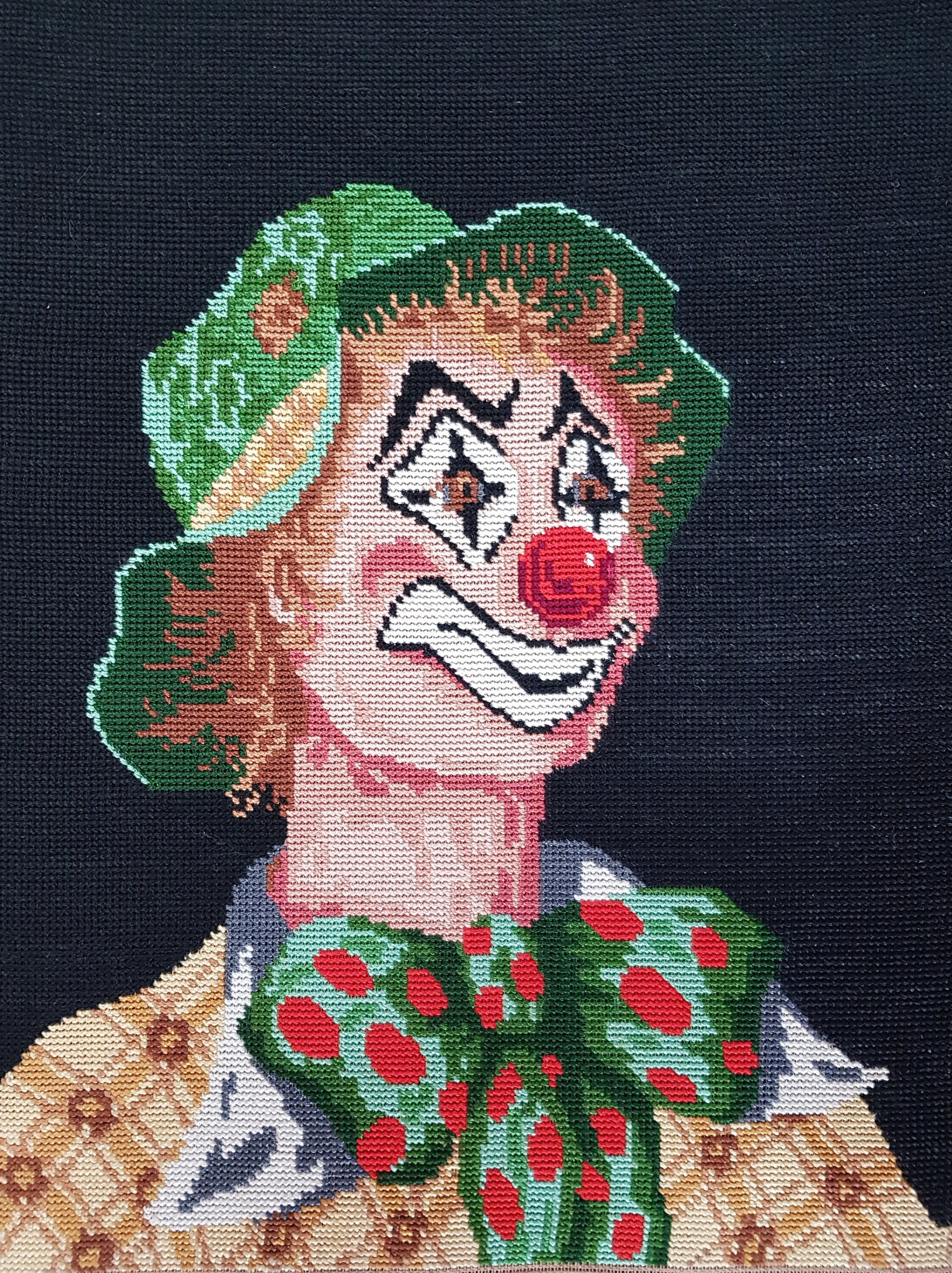 Clown Needlepoint Finished Tapestry Vintage French Completed - Etsy