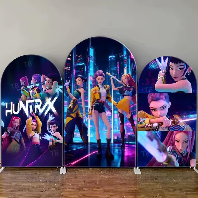 Kpop Huntrix Arch Backdrop Covers |3 Pieces Kit| Fabric Party ...