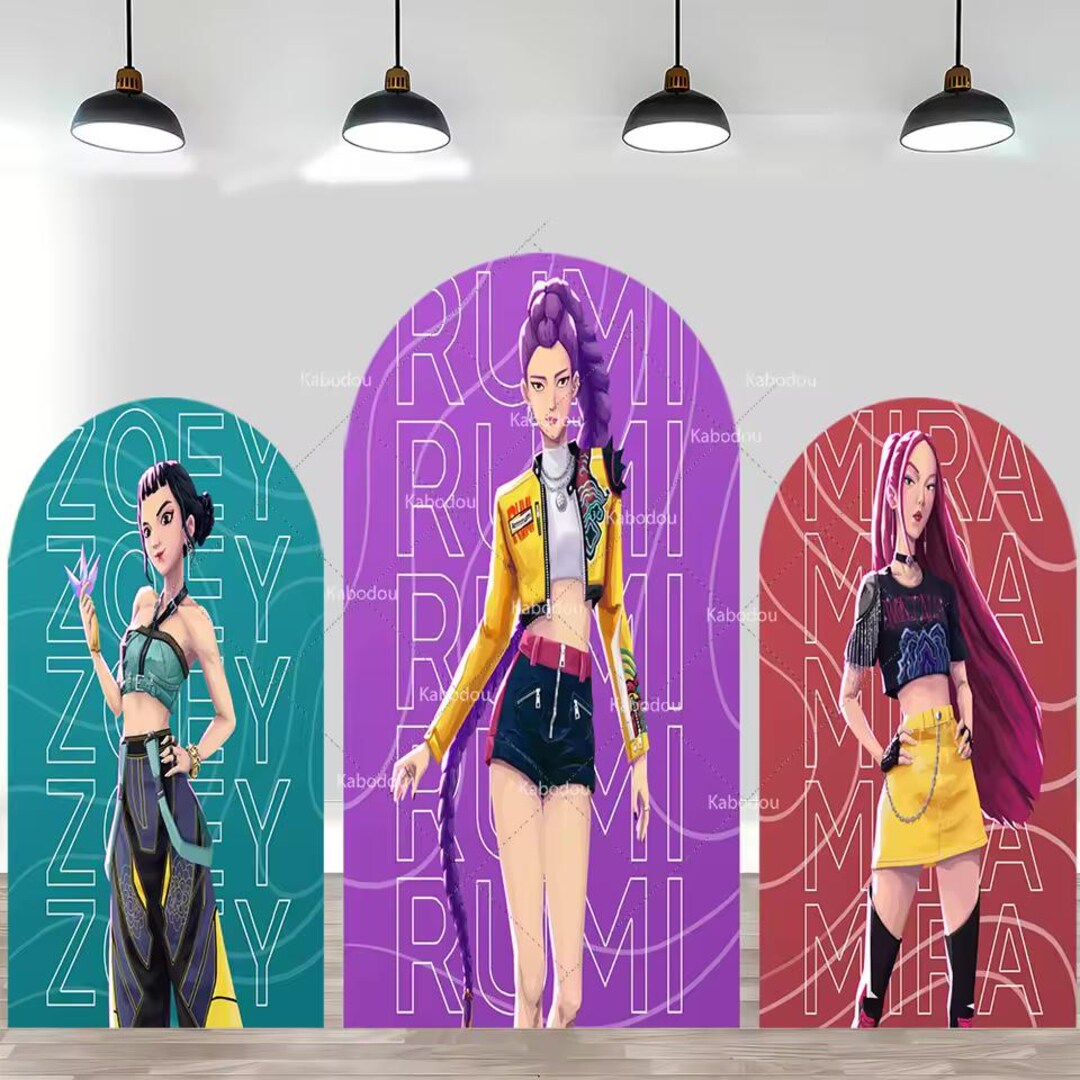 Kpop Huntrix Arch Backdrop Covers |3 Pieces Kit| Fabric Party ...