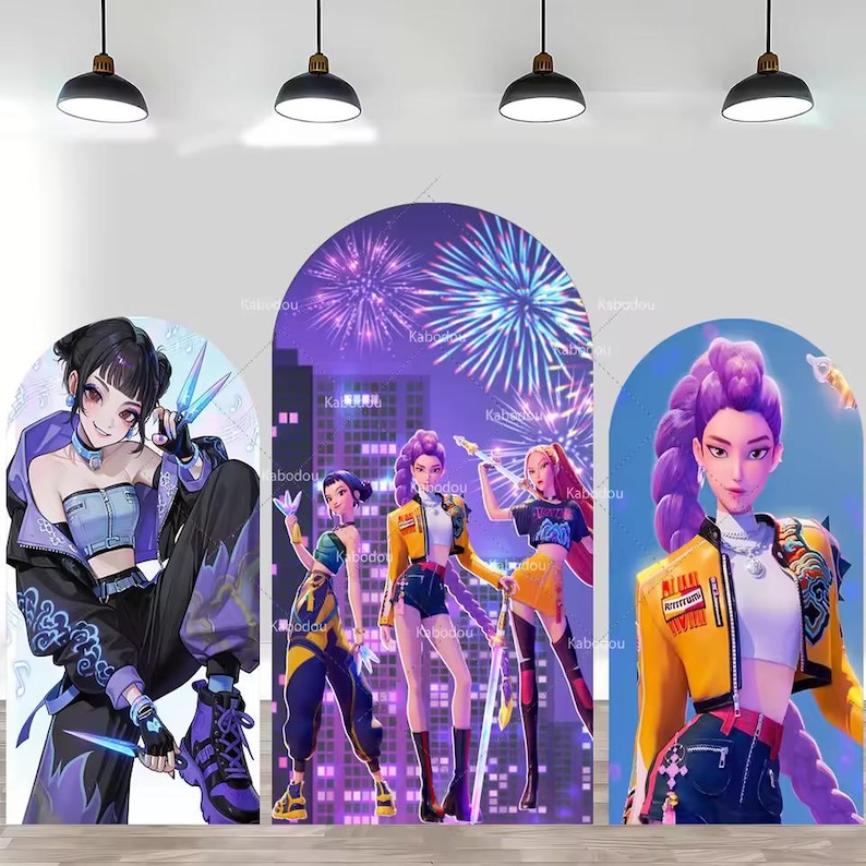 Kpop Huntrix Arch Backdrop Covers |3 Pieces Kit| Fabric Party ...