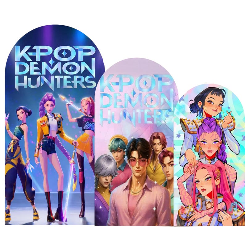 Kpop Huntrix Arch Backdrop Covers |3 Pieces Kit| Fabric Party ...