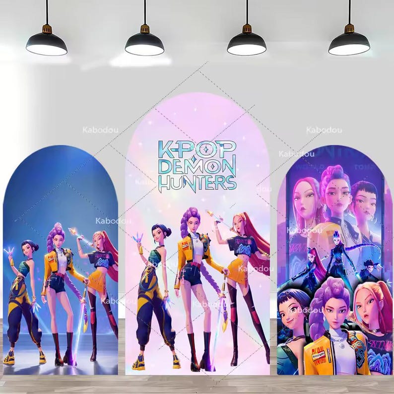 Kpop Huntrix Arch Backdrop Covers |3 Pieces Kit| Fabric Party ...