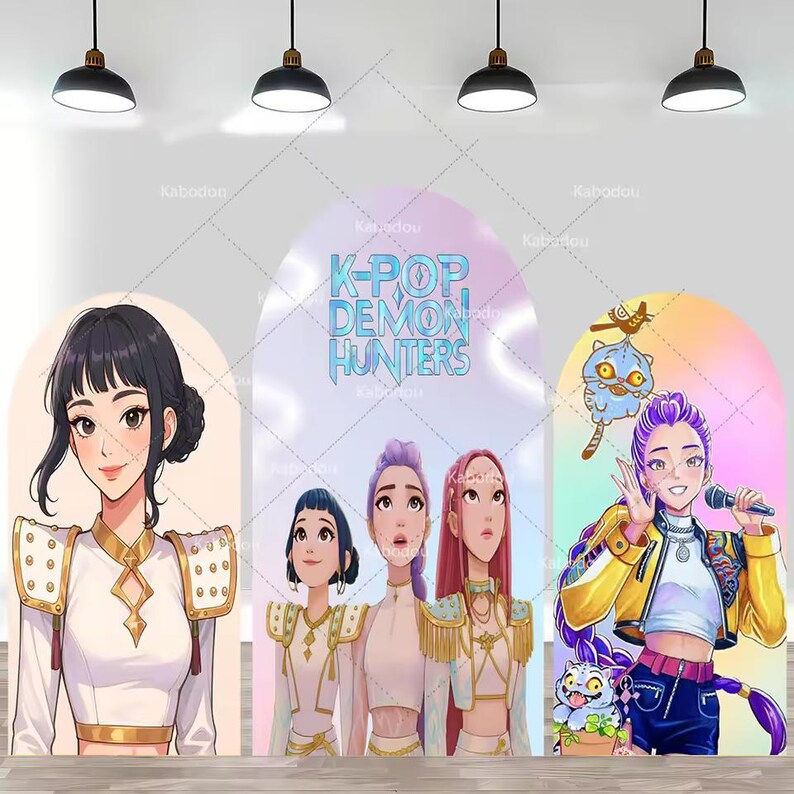 Kpop Huntrix Arch Backdrop Covers |3 Pieces Kit| Fabric Party ...