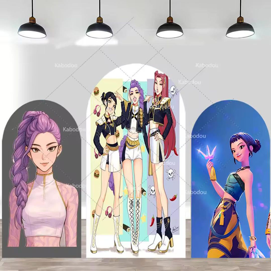 Kpop Huntrix Arch Backdrop Covers |3 Pieces Kit| Fabric Party ...