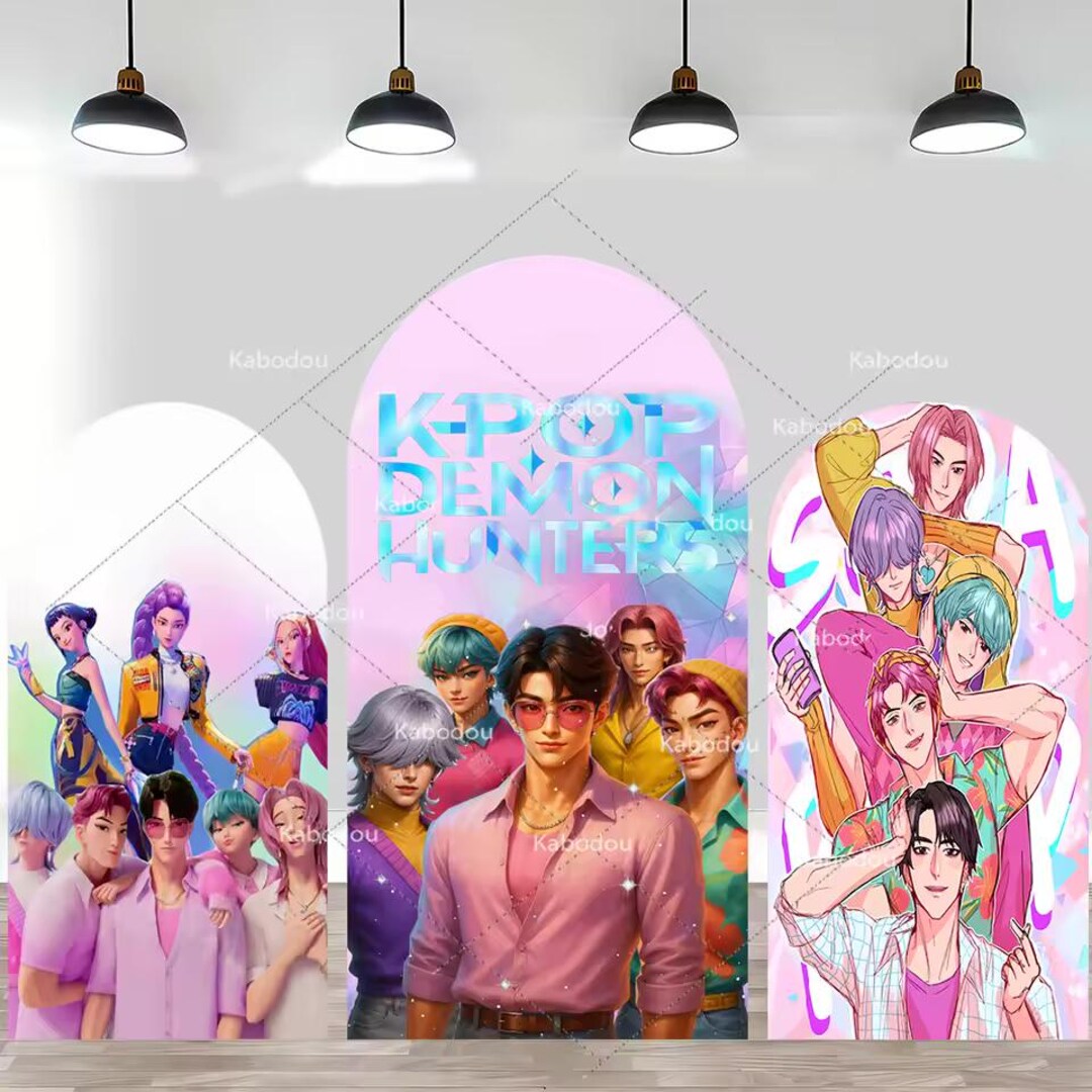 Kpop Huntrix Arch Backdrop Covers |3 Pieces Kit| Fabric Party ...