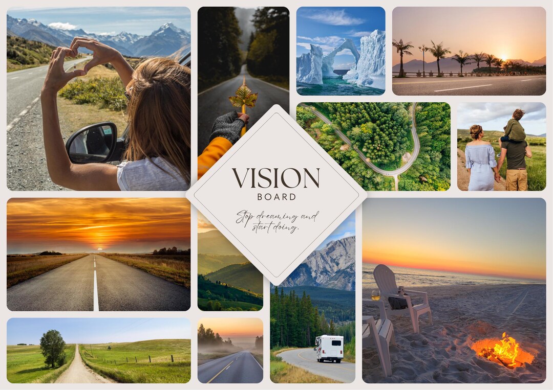 Travel Vision Board Template, Dream Trip Planner (editable Canva ...