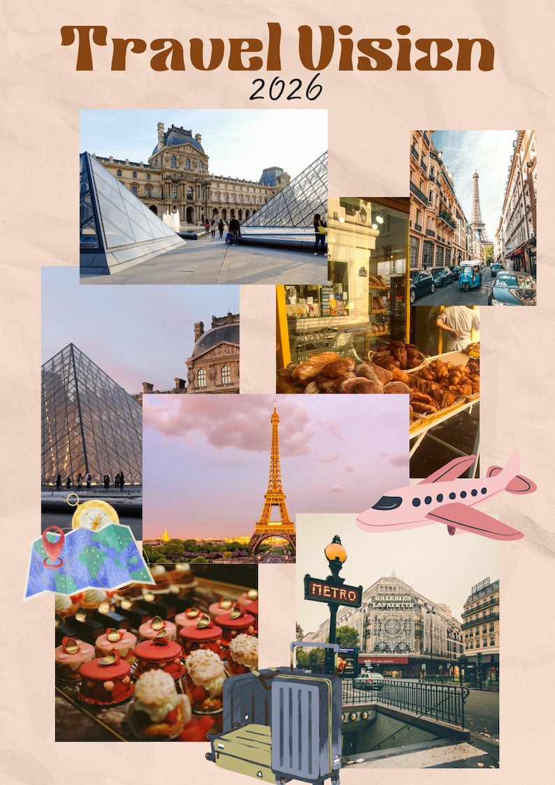 Travel Vision Board Kit 2026 | Dream Planner Manifestation Template ...