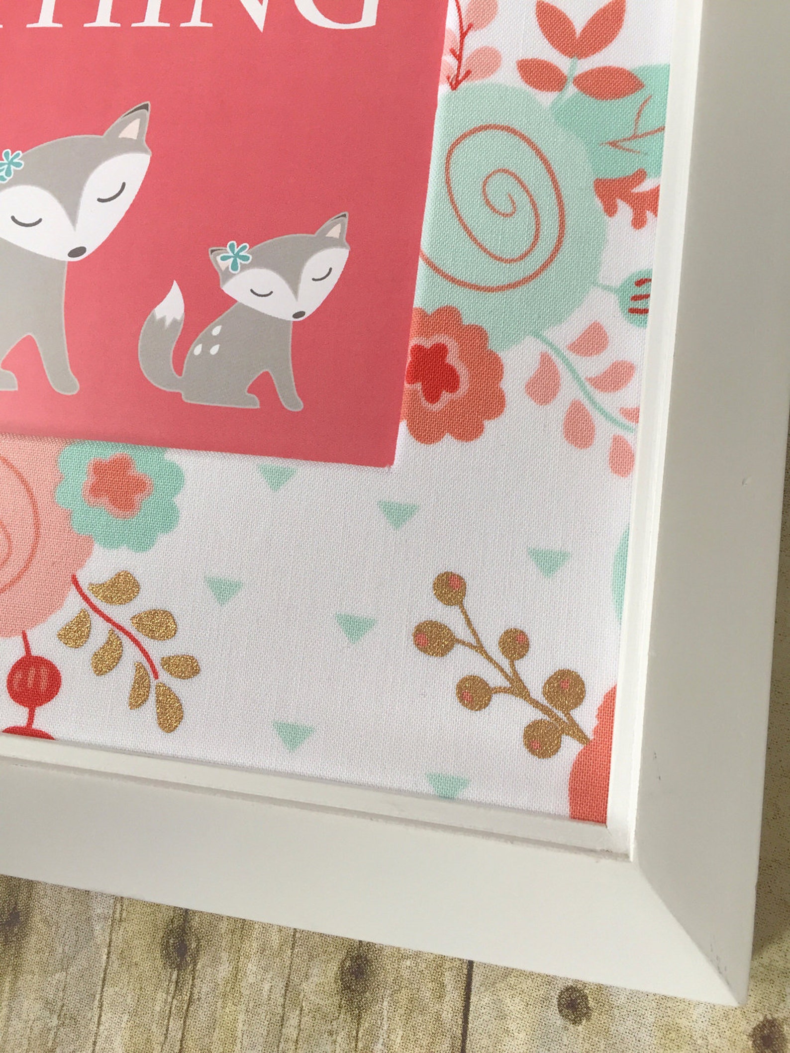 Coral Baby Girl Fox Nursery Print Girl Woodland Nursery - Etsy