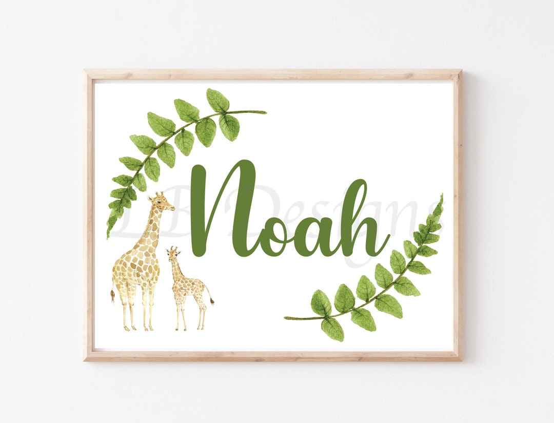 Neutral Safari Giraffe Nursery Name Sign, Boy Safari Baby Room Decor ...