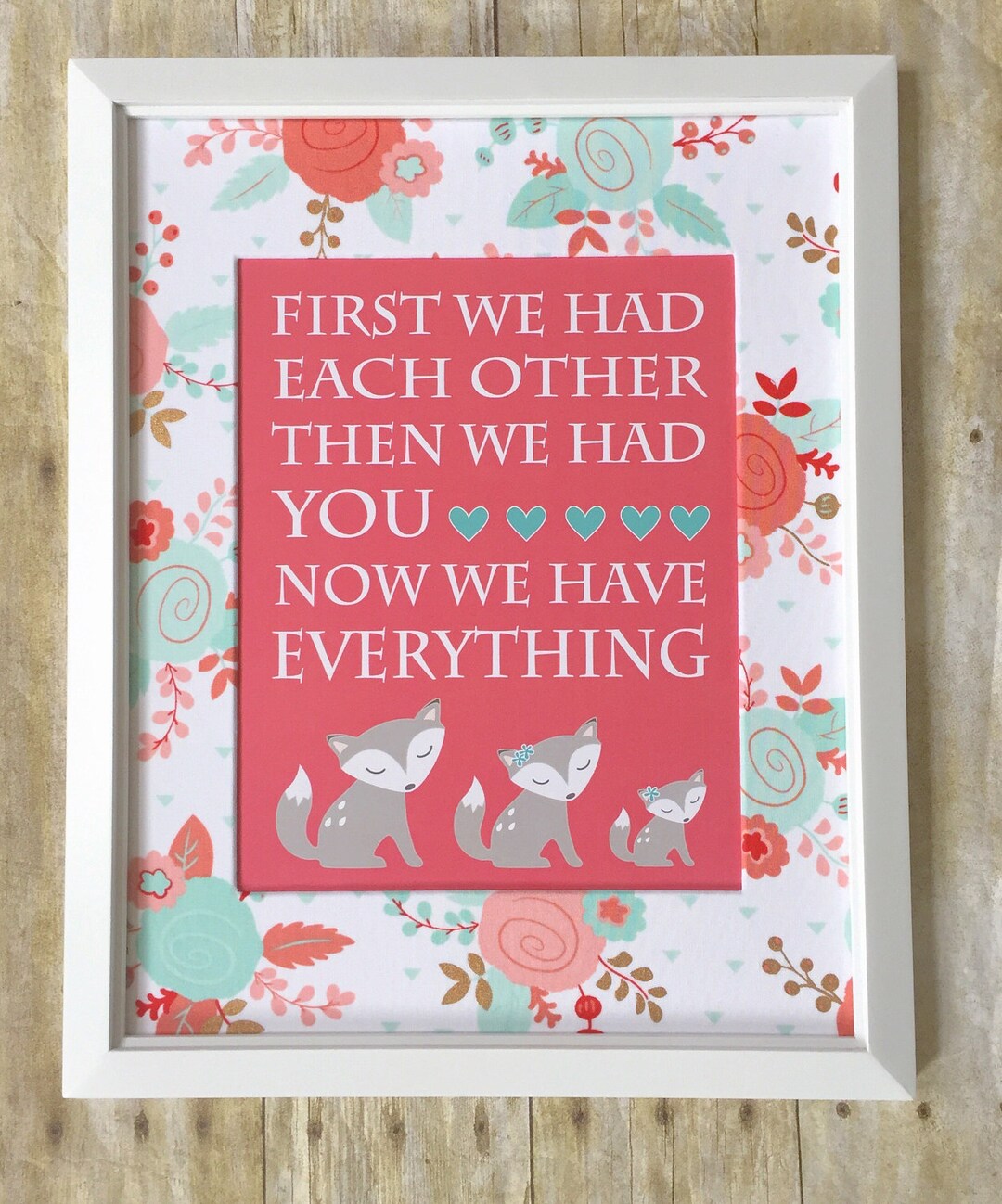 Coral Baby Girl Fox Nursery Print, Girl Woodland Nursery Decor, Boho ...