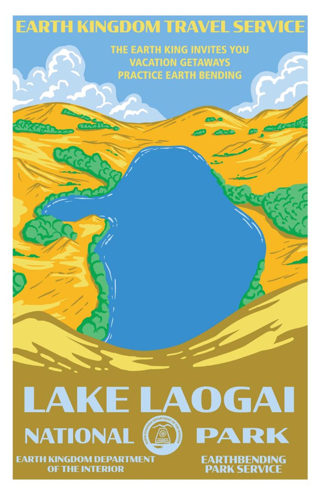 Atla Lake Laogai WPA Style Travel Poster - Etsy
