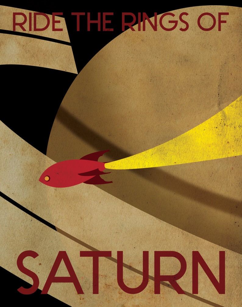Saturn Retro Planetary Travel Poster - Etsy