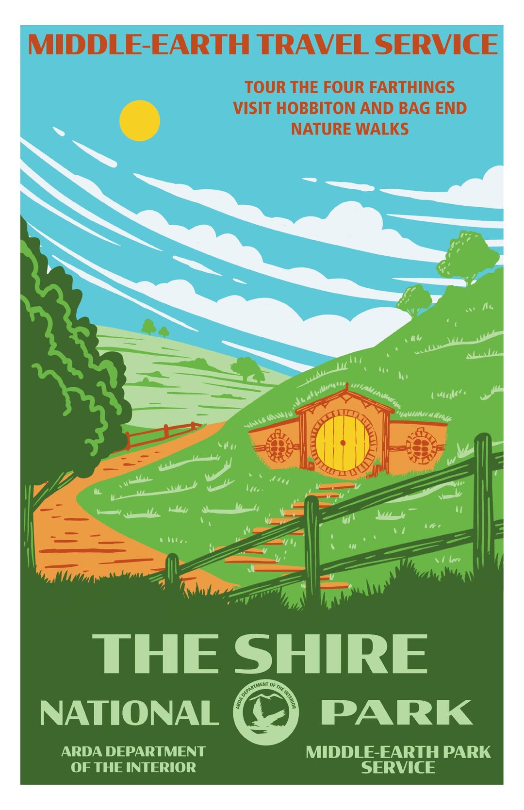 Lord of the Rings the Shire WPA Style Travel Poster - Etsy