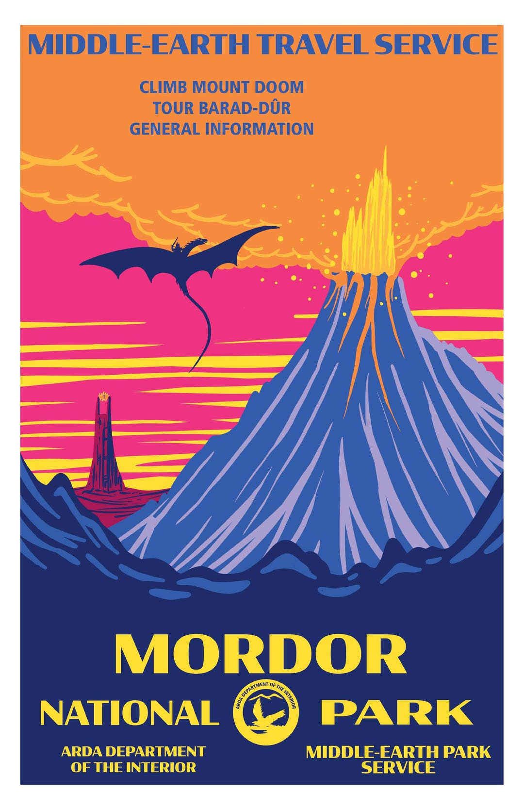 Lord of the Rings Mordor WPA Style Travel Poster - Etsy