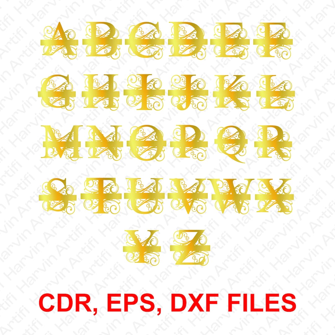 A-Z Gold Monogram Letters | SVG, DXF, CDR | Laser Cut & Cnc Ready ...