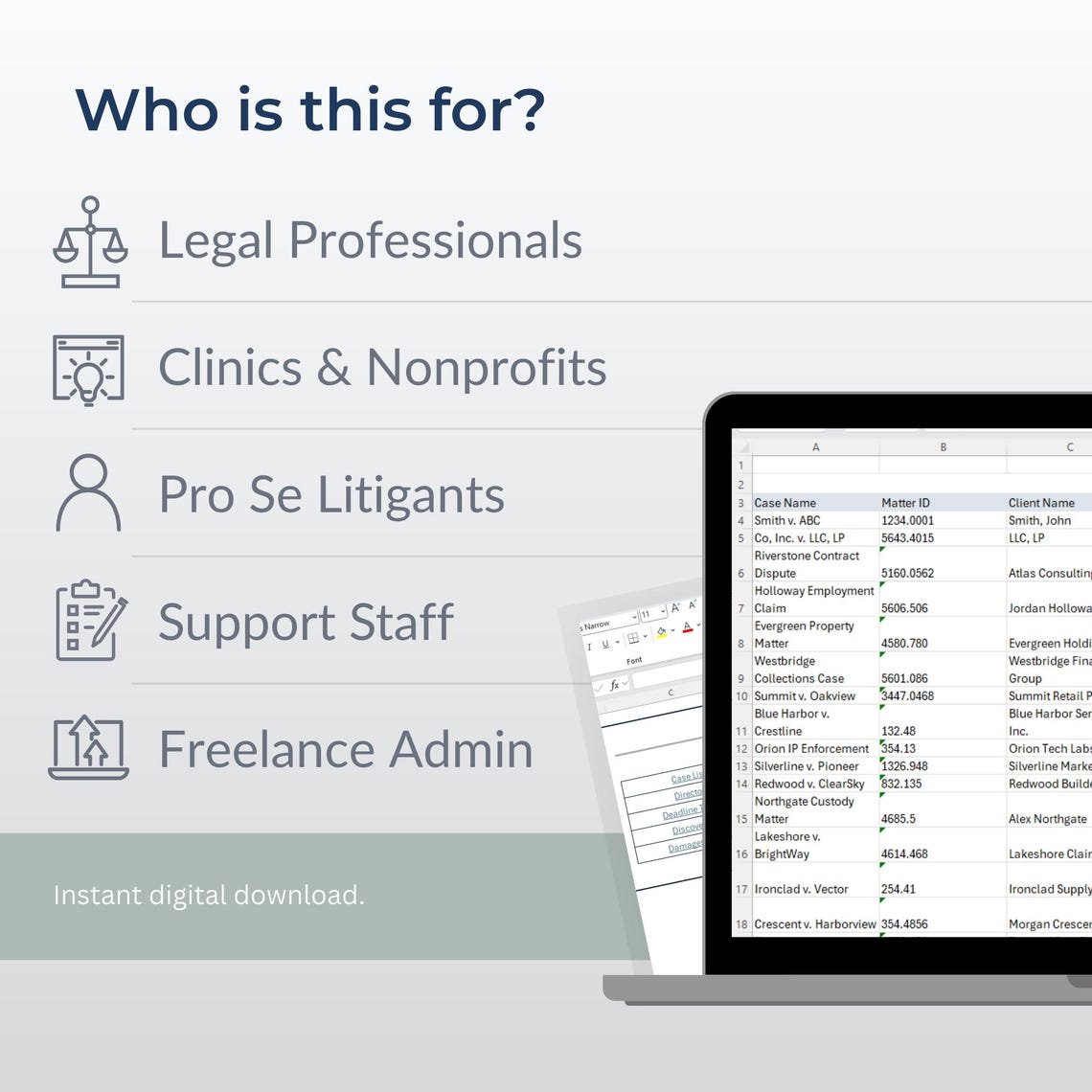 Litigation Case Management Spreadsheet | Legal Case Tracker, Deadlines ...