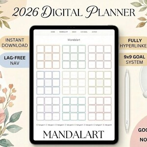 2026 Mandalart Goal Planner | Interactive PDF for a Calm & Intentional ...
