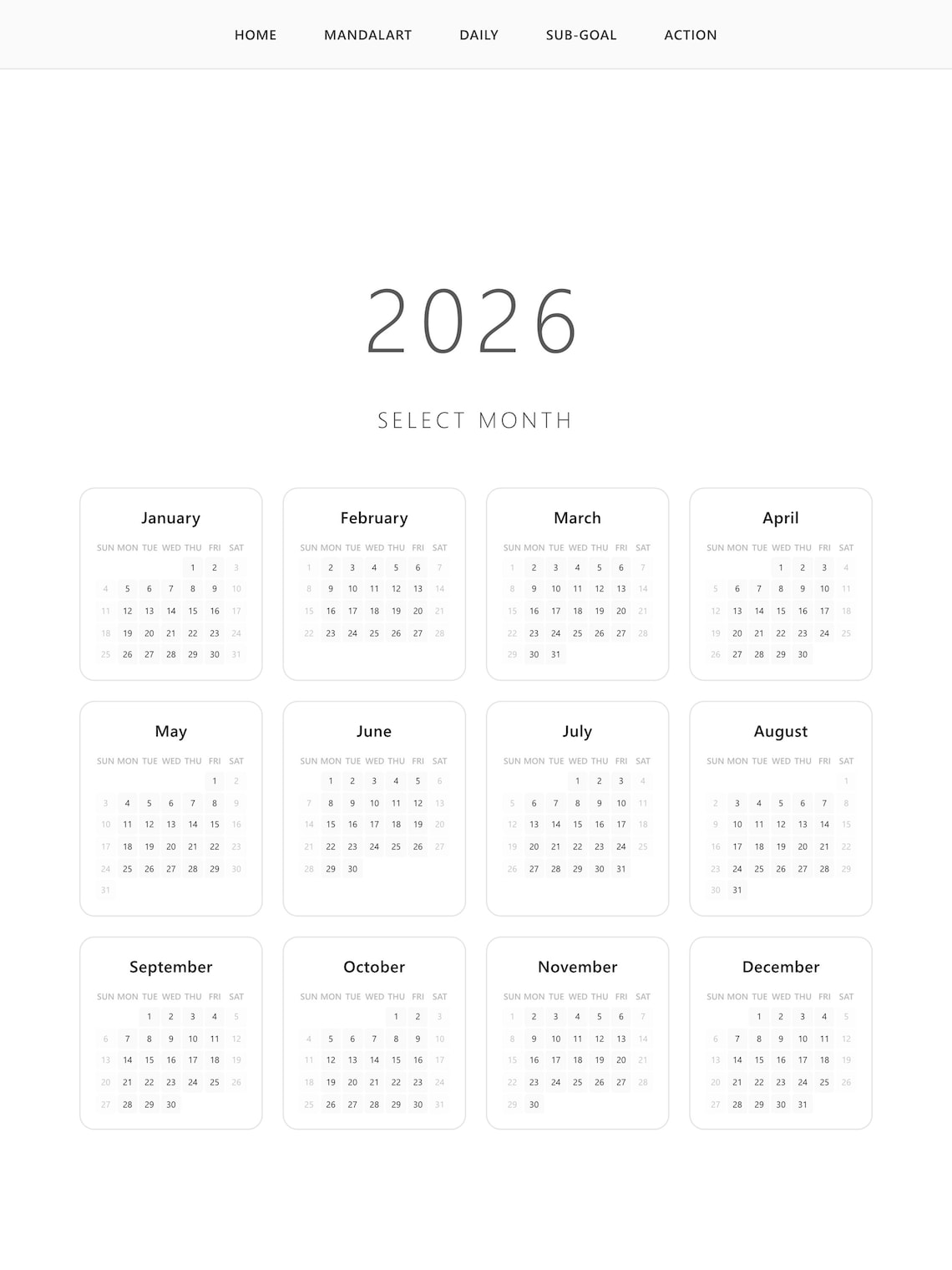 2026 Mandalart Goal Planner | Interactive PDF for a Calm & Intentional ...