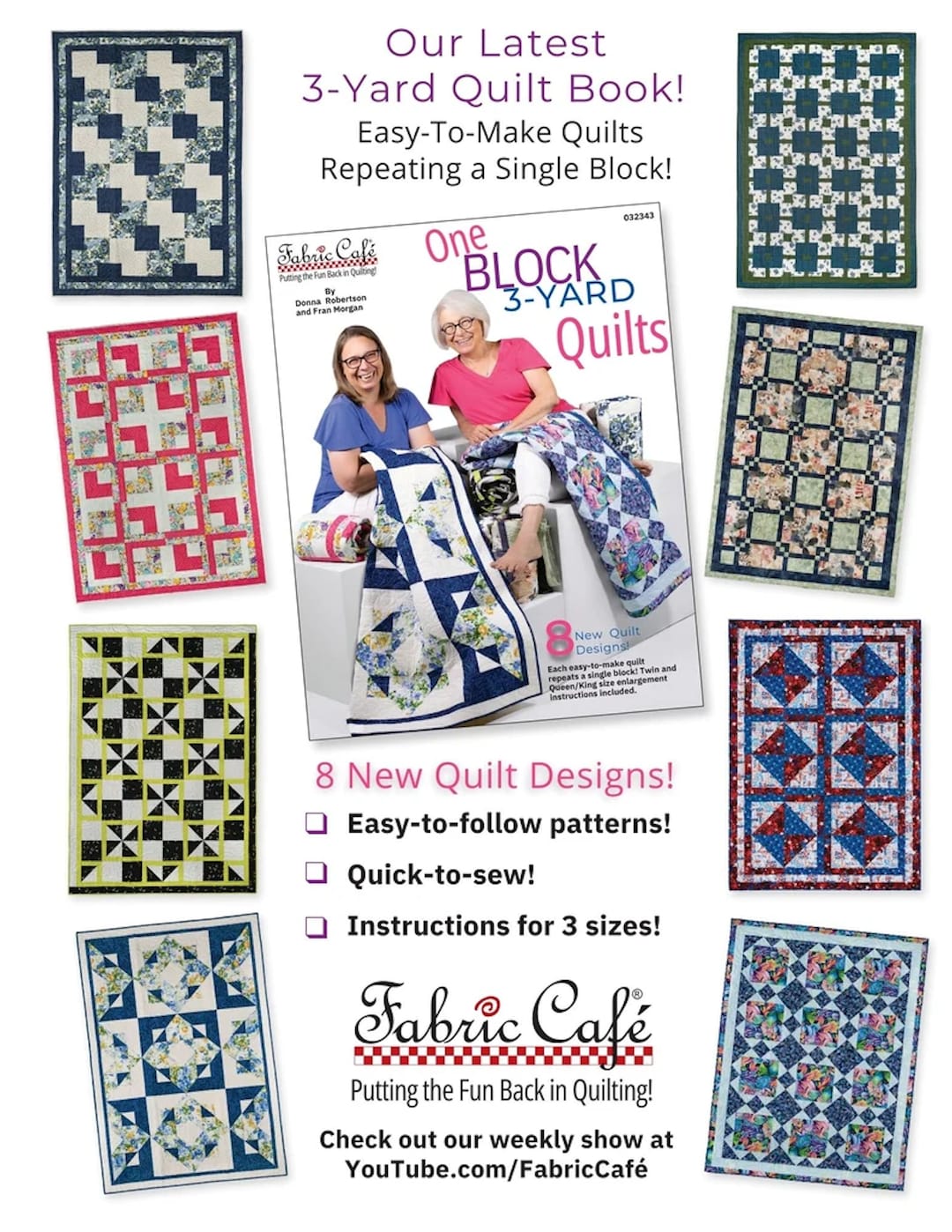 One Block 3-yard Quilts Pattern Book by Donna Robertson and Fran Morgan ...