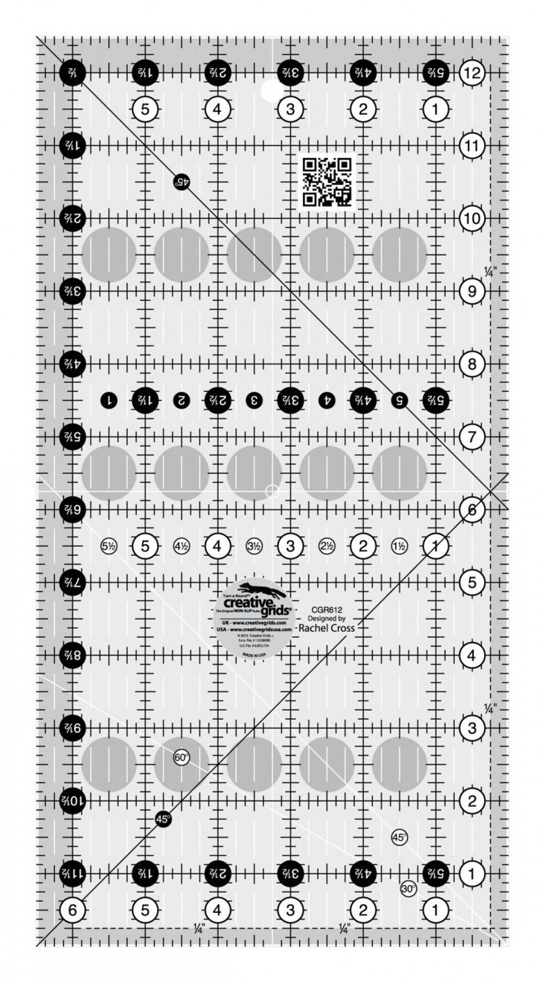 Creative Grids Quilt Ruler 6-1/2in X 12-1/2in # Cgr612,from Creative ...