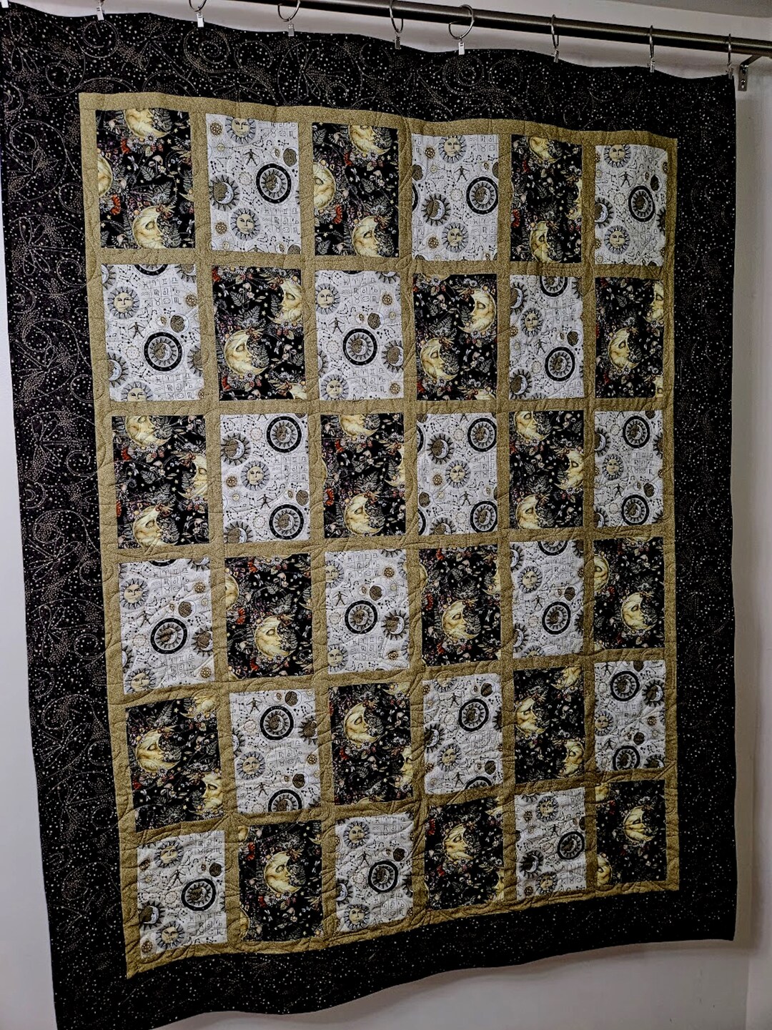 Handmade Quilt Celestial Theme, Lap Quilt, Patchwork Quilt, Wall Quilt ...