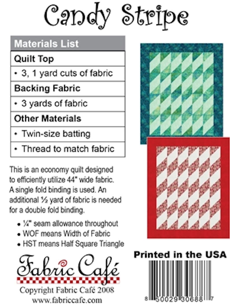 Candy Stripe 3-yard Quilt Pattern - Etsy