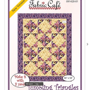 Tumbling Triangles 3 Yard Quilt Pattern Lap Size Quilt 46 X 58 Inches ...