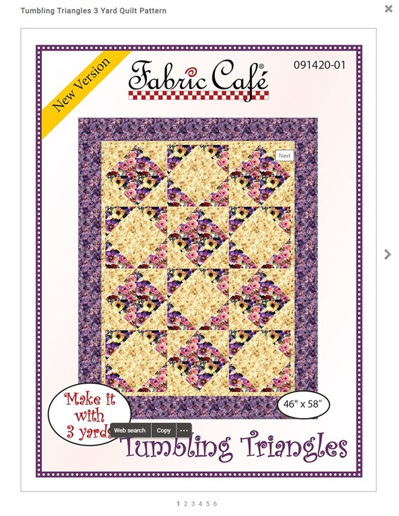 Tumbling Triangles 3 Yard Quilt Pattern Lap Size Quilt 46 X 58 | Etsy