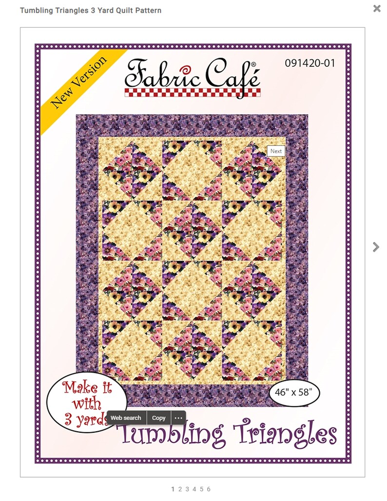 Tumbling Triangles 3 Yard Quilt Pattern Lap Size Quilt 46 X 58 | Etsy