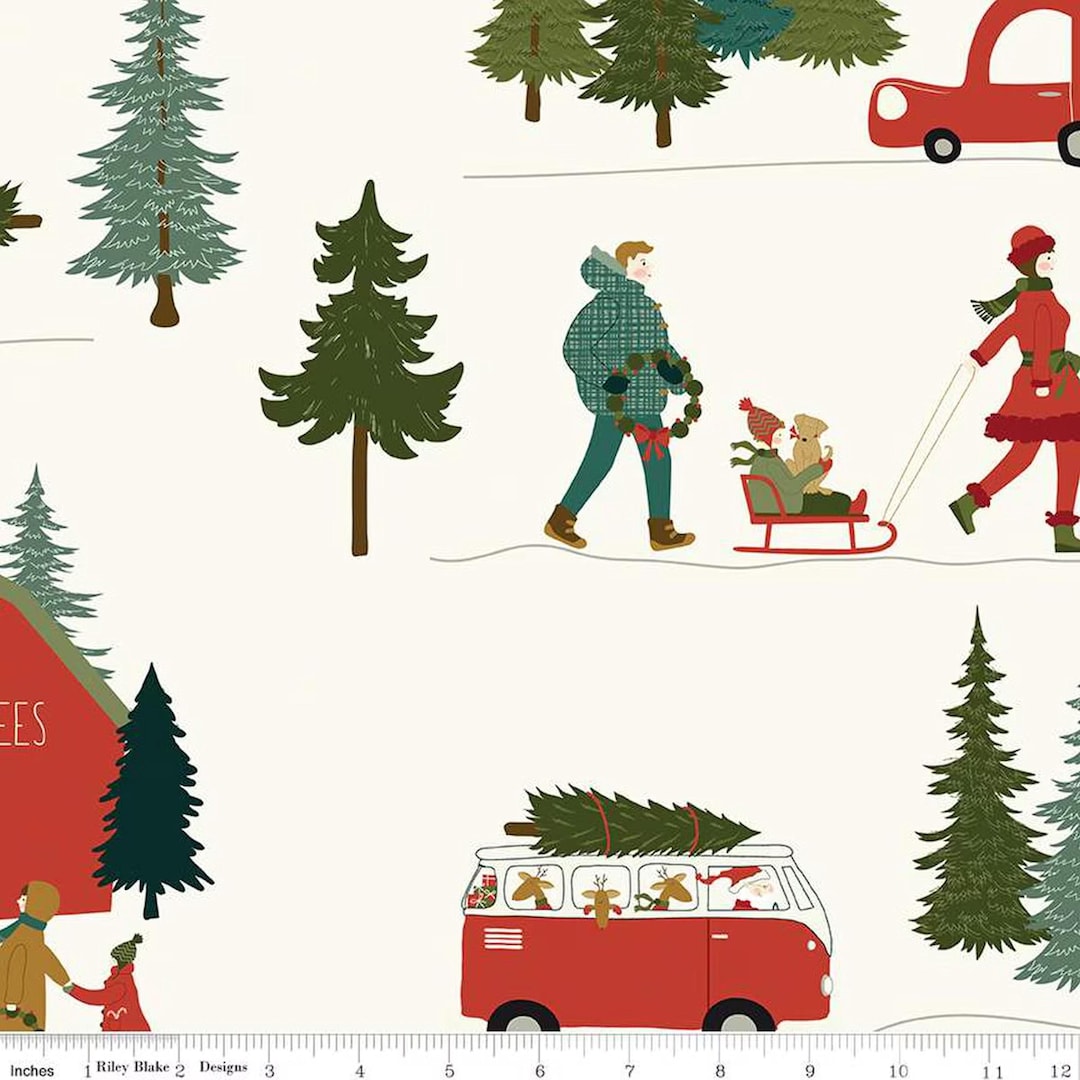 Wide Back Christmas Fabric – "christmas is in Town" Cream Cotton, 107/ ...