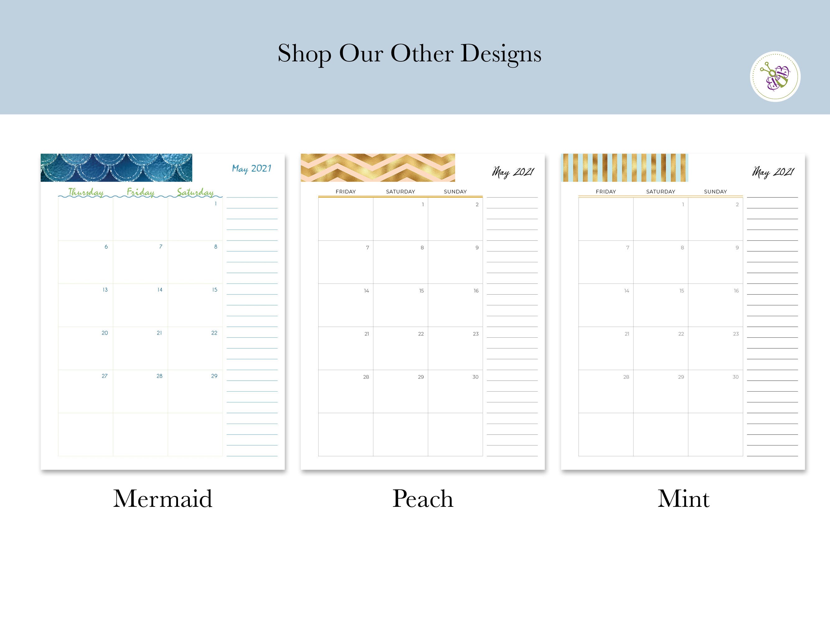 Dated 2021 Calendar for 3 Ring Binders Dated Calendar Dated | Etsy