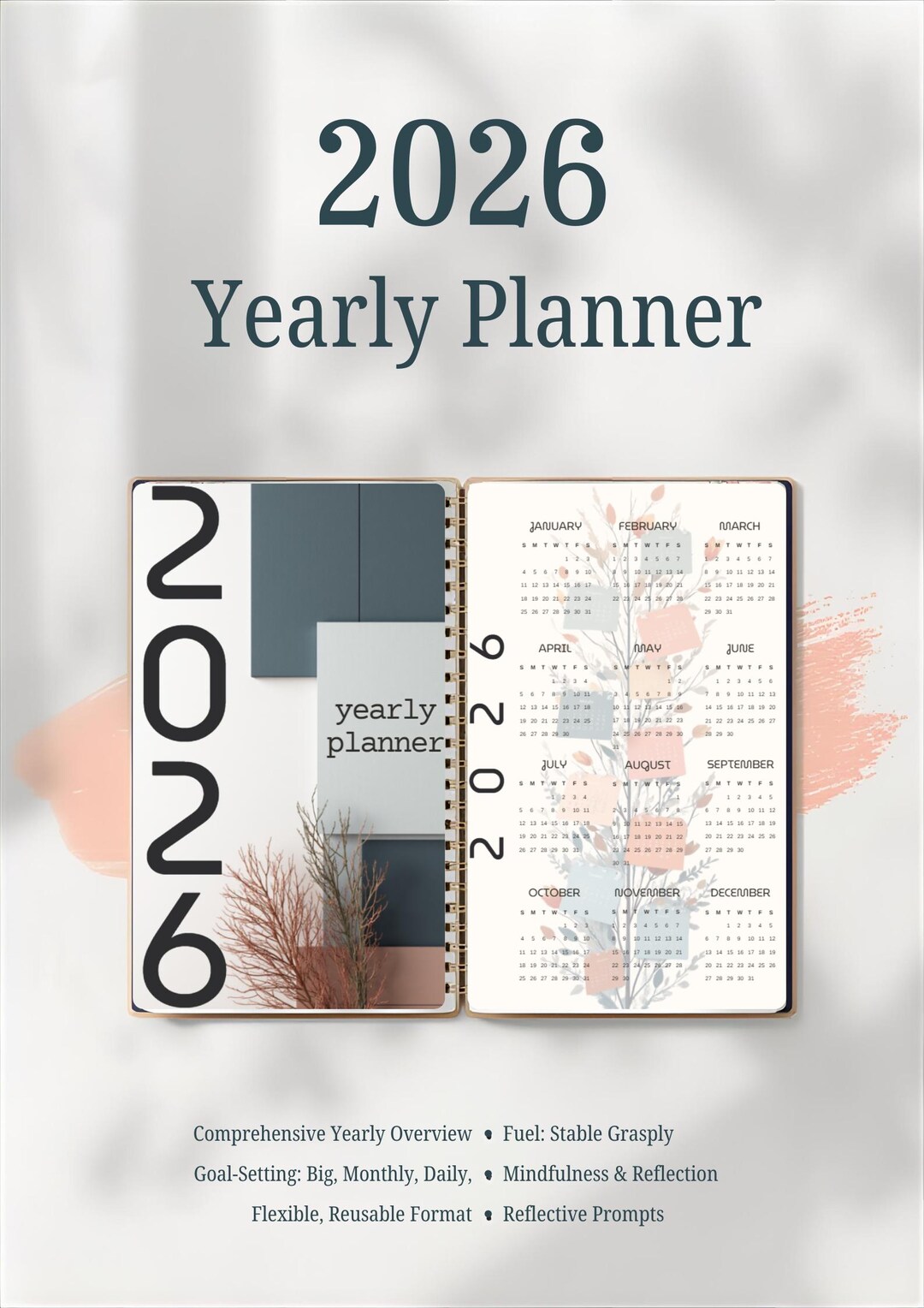 Clean 2026 Daily Planner Printable | Big Goals, Monthly Goals & Daily ...