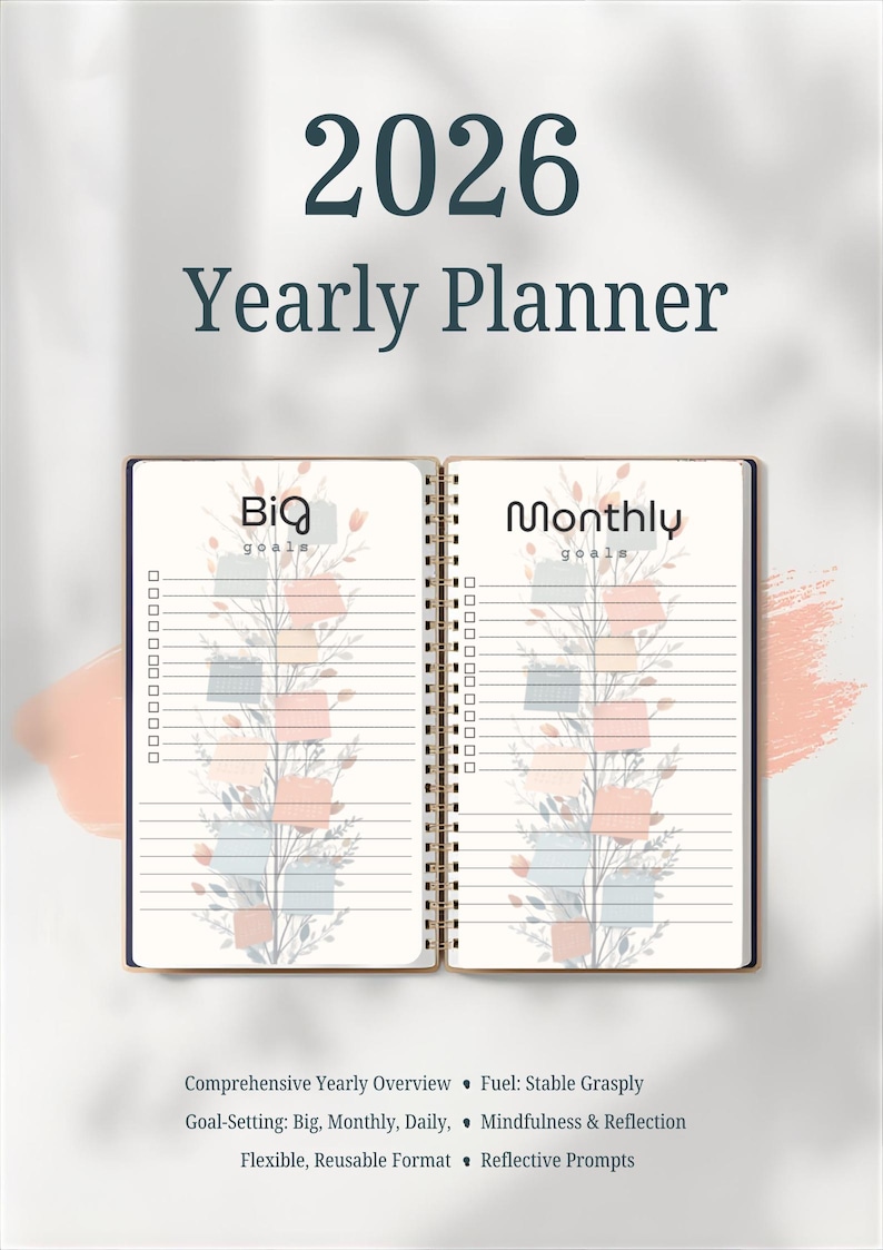 Clean 2026 Daily Planner Printable | Big Goals, Monthly Goals & Daily ...
