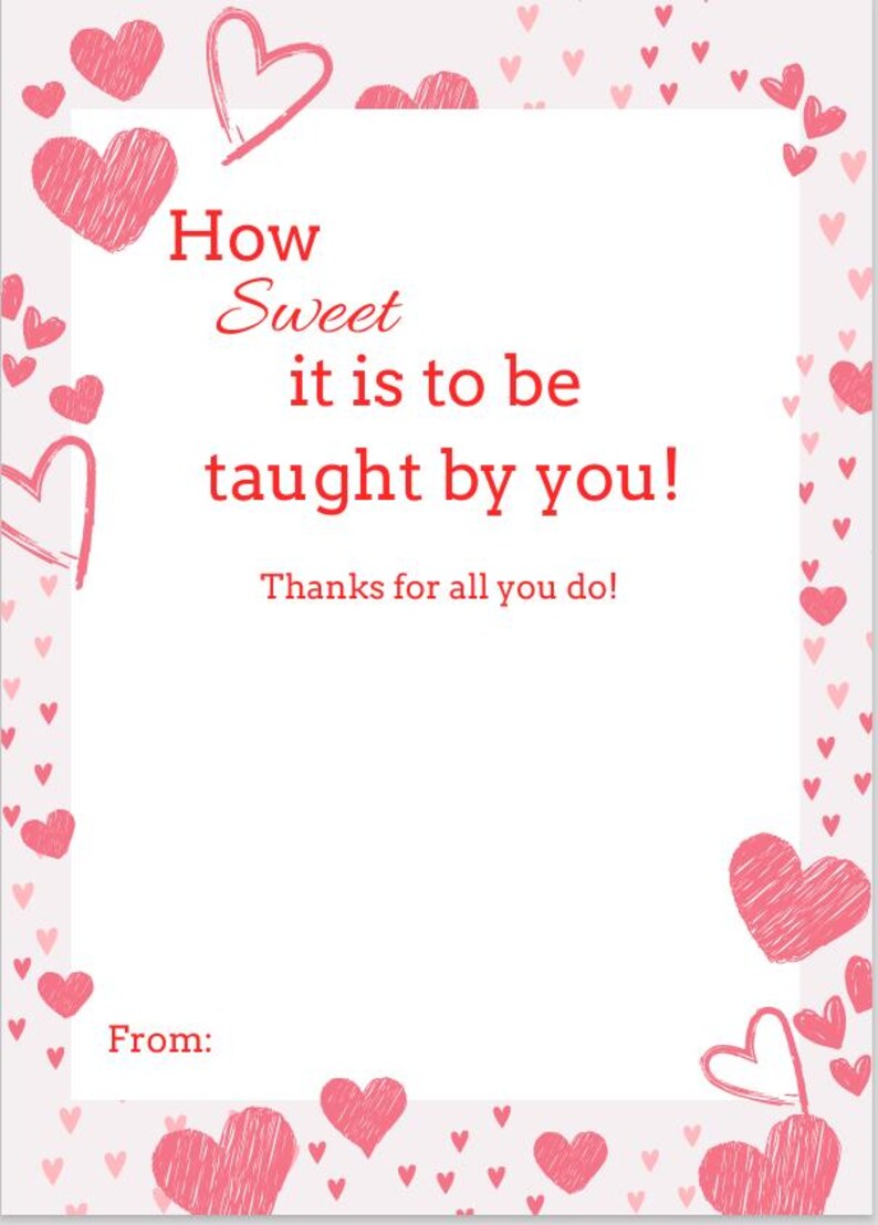 Teacher Valentine's Day Card - How Sweet It is to Be Taught by You - Etsy