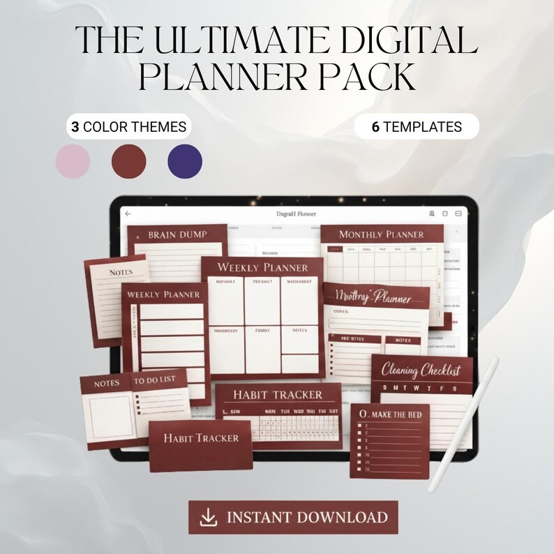 Digital Planner Printable for Goodnotes & iPad | Weekly + Monthly ...