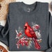 Cardinal Bird Sweatshirt, Red Cardinal Winter Shirt, Womens Wildlife ...