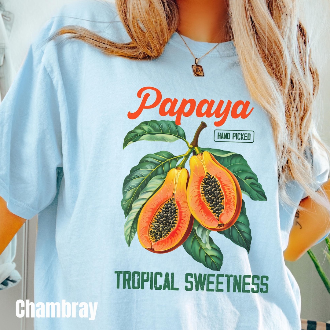 Retro Papaya Shirt, Comfort Colors® Tropical Fruit Print Shirt ...