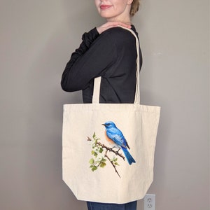 Bluebird Shopping Tote, Bird Lover Gift, Blue Bird Tote Bag, Eastern ...