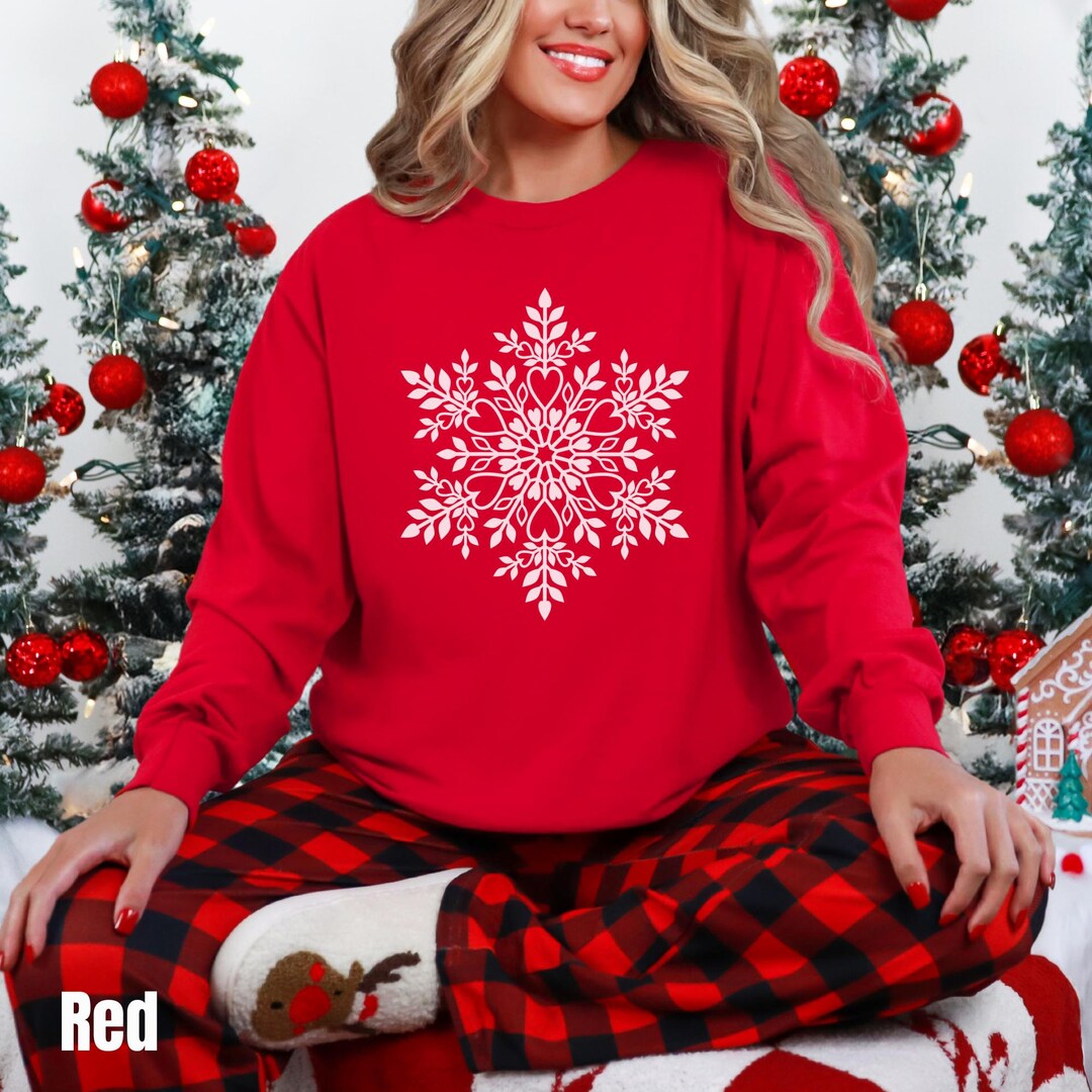 Snowflake Christmas Long Sleeve Shirt, Comfort Colors® Womens Winter ...