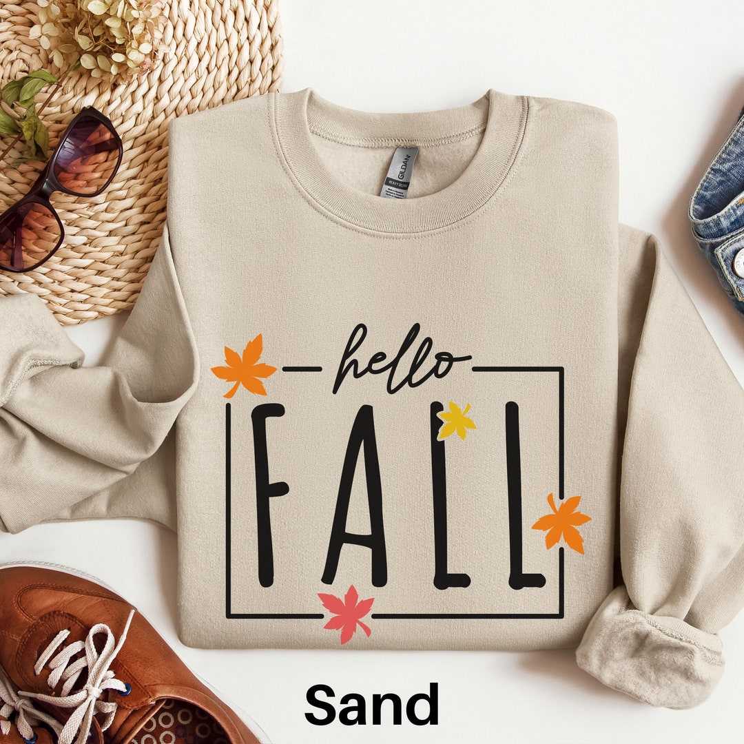 Hello Fall Sweatshirt, Fall Leaves Sweater, Cute Fall Shirt, Fall ...