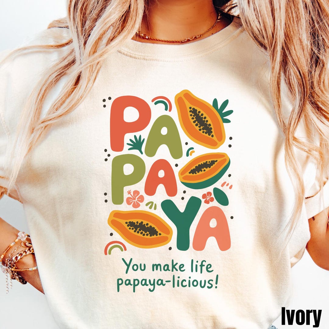 Retro Papaya Shirt, Comfort Colors® Tropical Fruit Print Shirt, Summer ...