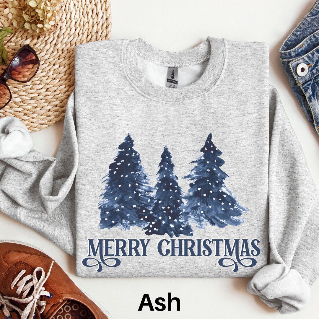 Blue Christmas Sweatshirt, Cozy Season Sweater, Winter Snow Shirt, Navy ...